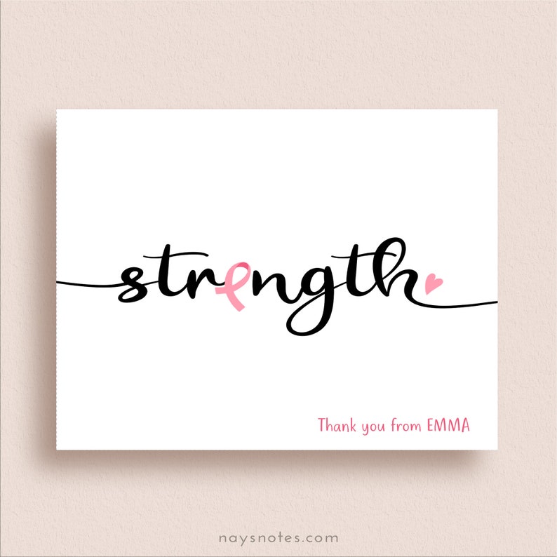 Strength Note Cards Pink Ribbon Note Cards Cancer Note - Etsy