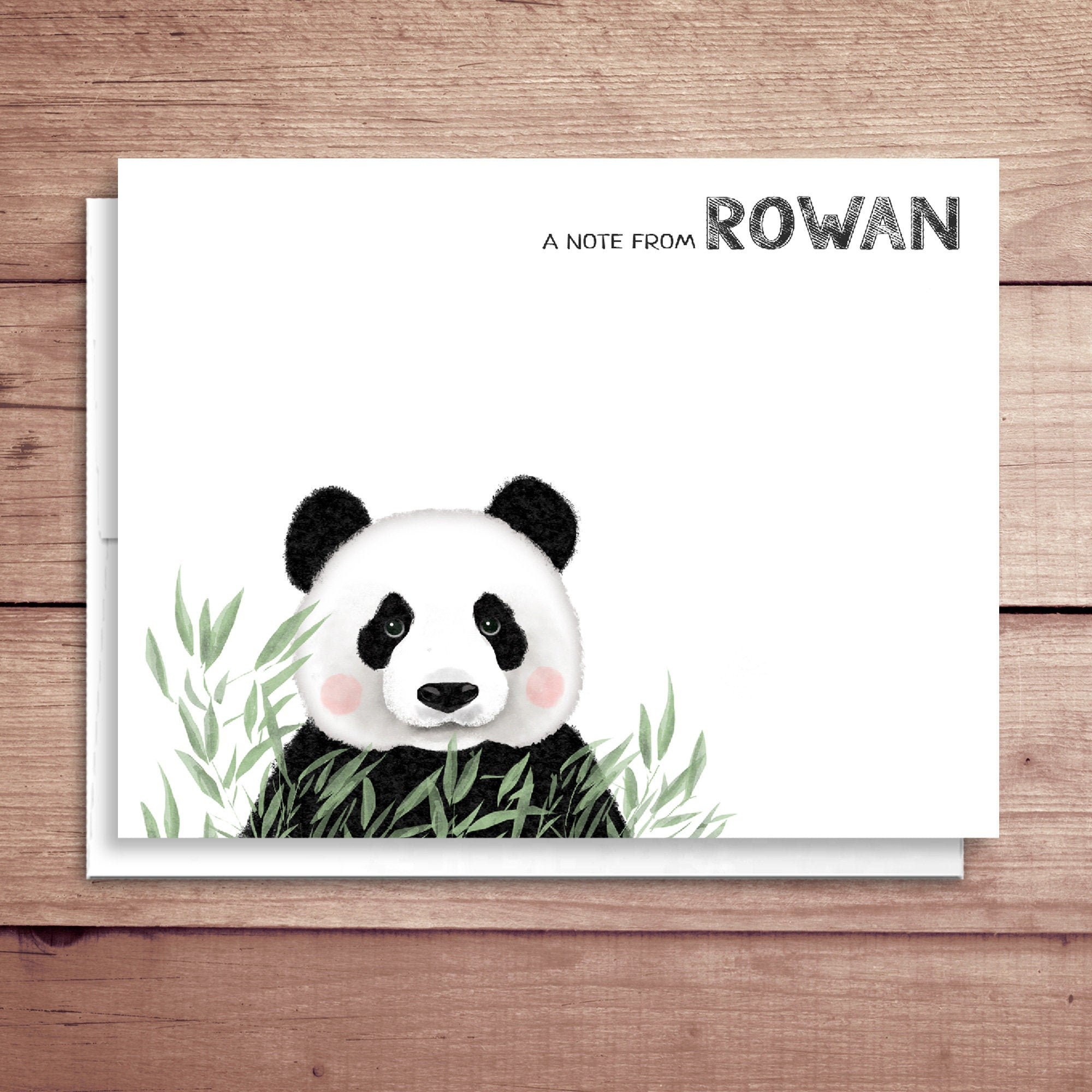 Panda Note Cards Folded Panda Note Cards Personalized | Etsy