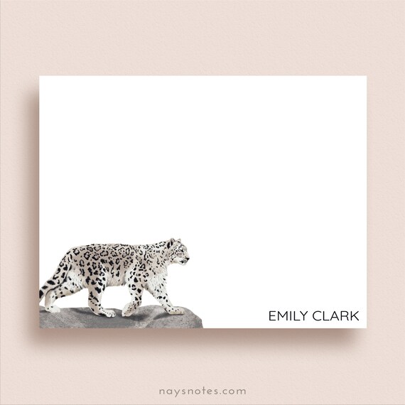 Snow Leopard Note Cards Flat Note Cards Snow Leopard Thank - Etsy