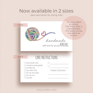 Knitting Care Info Cards - Knitting Gift Cards - Crochet Care Info ...
