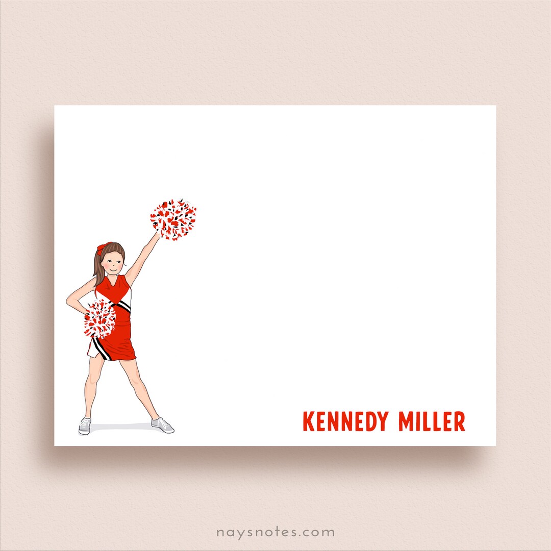 Cheerleader Note Cards - Flat Notes - Personalized Cheerleading ...