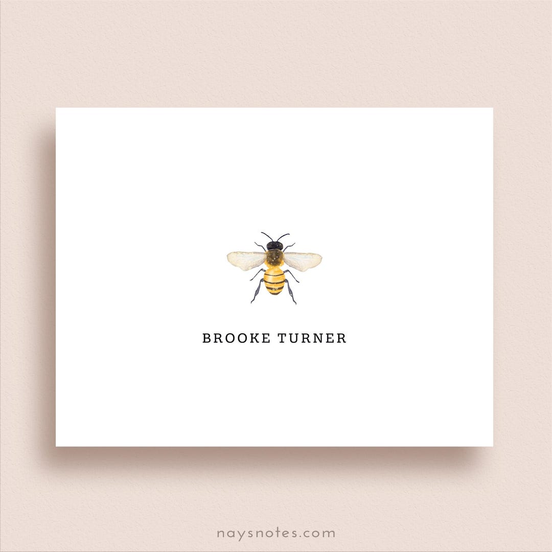 Honey Bee Note Cards - Folded Note Cards - Personalized Honey Bee ...