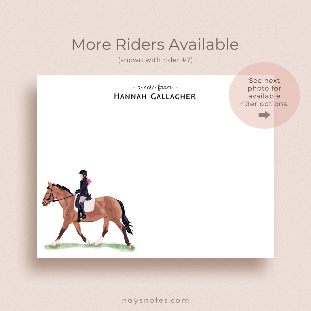 Equestrian FLAT Note Card Set - Personalized Horse Stationery - Bay ...