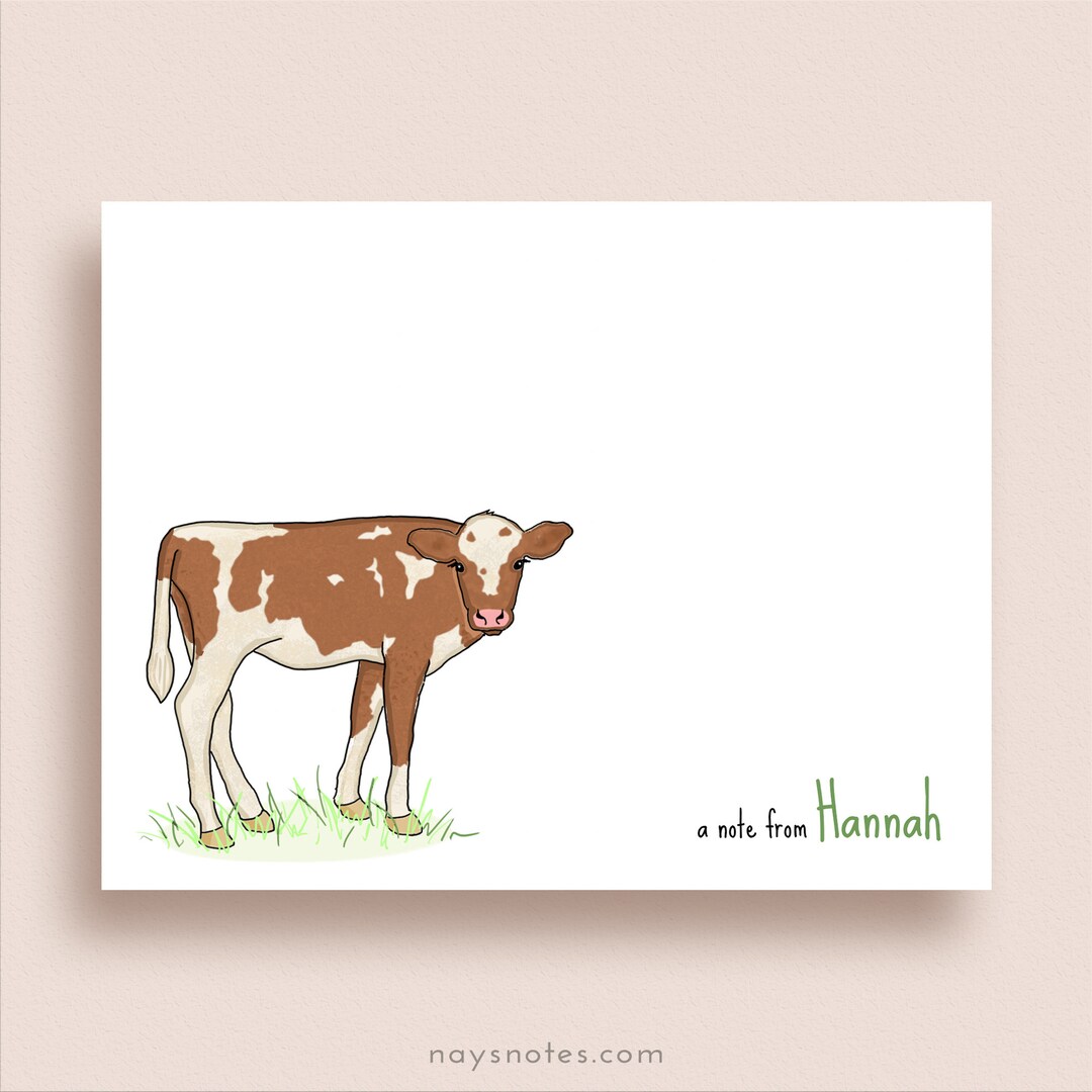 Cow Note Cards - Folded Cow Note Cards - Personalized Cow Stationery ...