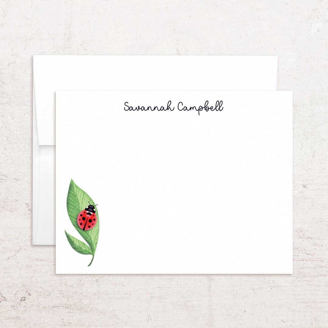 Personalized Ladybug Stationery - Ladybug Note Cards - Flat Notes - Etsy