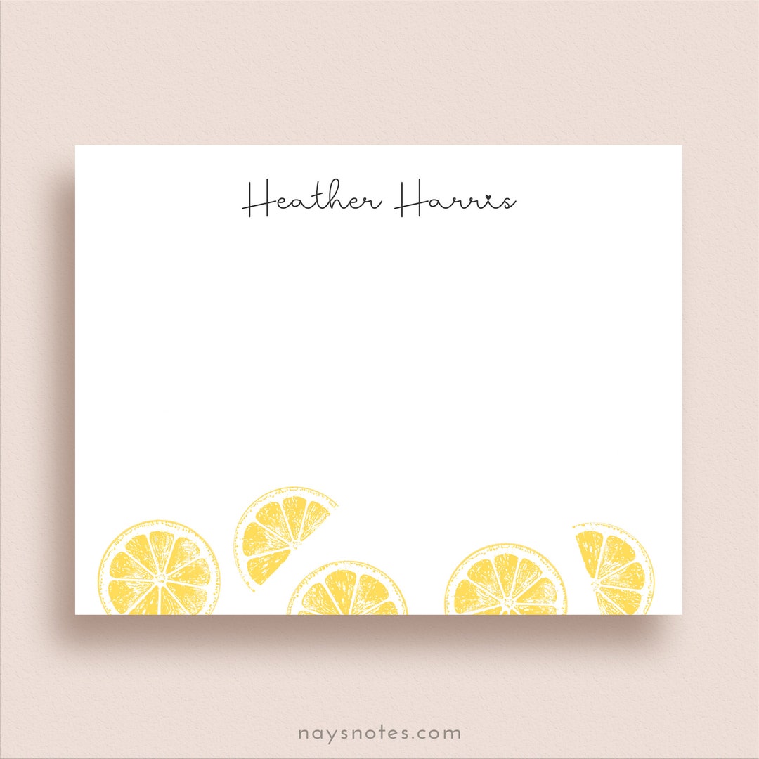 Lemon Note Cards Lemon Slice Flat Note Cards Personalized Lemon ...