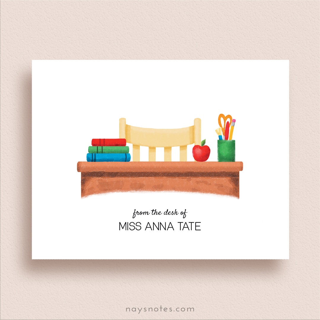 Teacher Note Cards Teachers Desk Folded Notes Teacher Thank You Cards ...