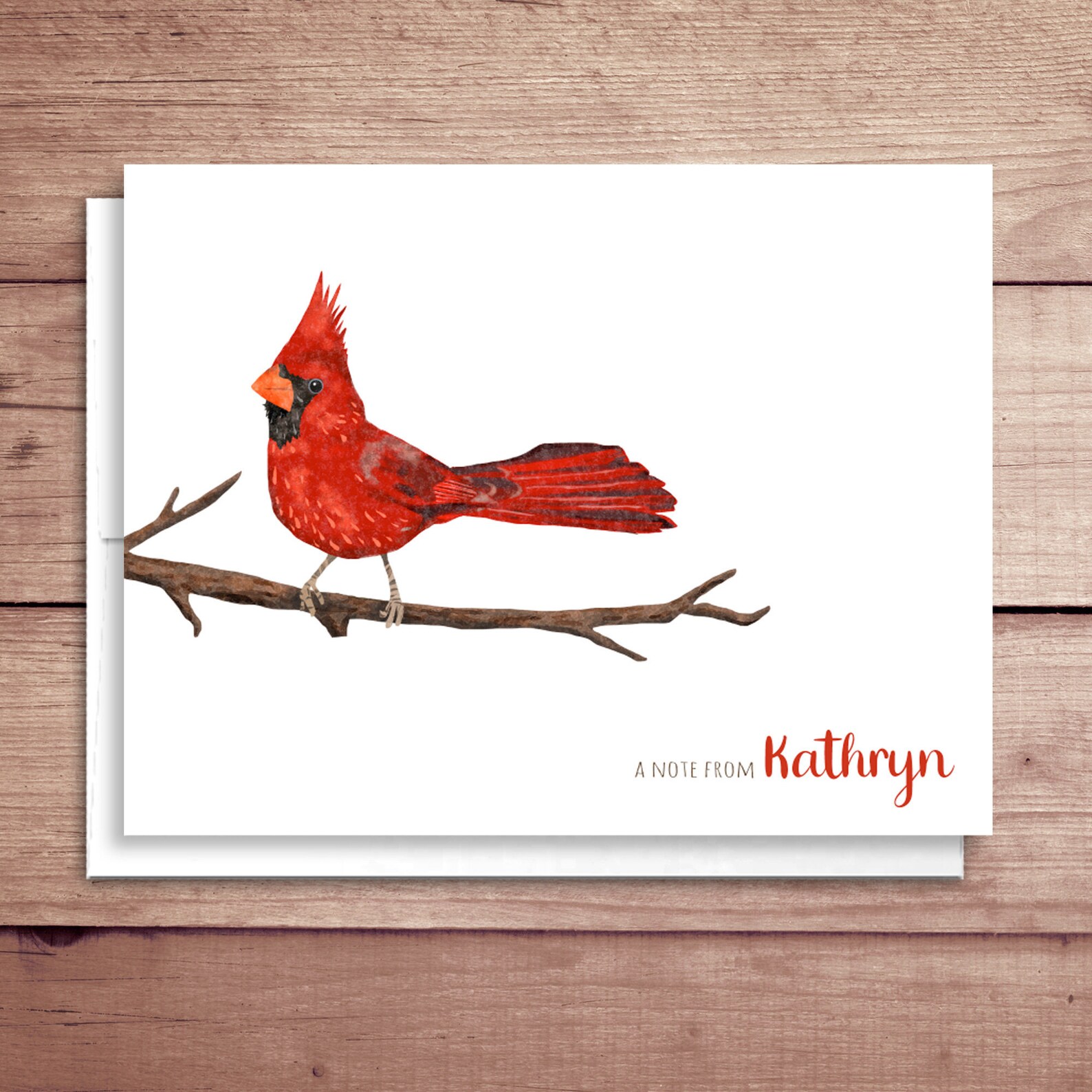 Cardinal Note Cards Folded Bird Note Cards Personalized | Etsy