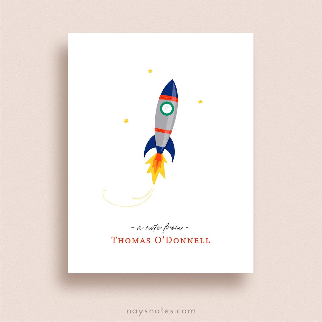 Rocket Note Cards - Folded Note Card Set - Personalized Rocket ...