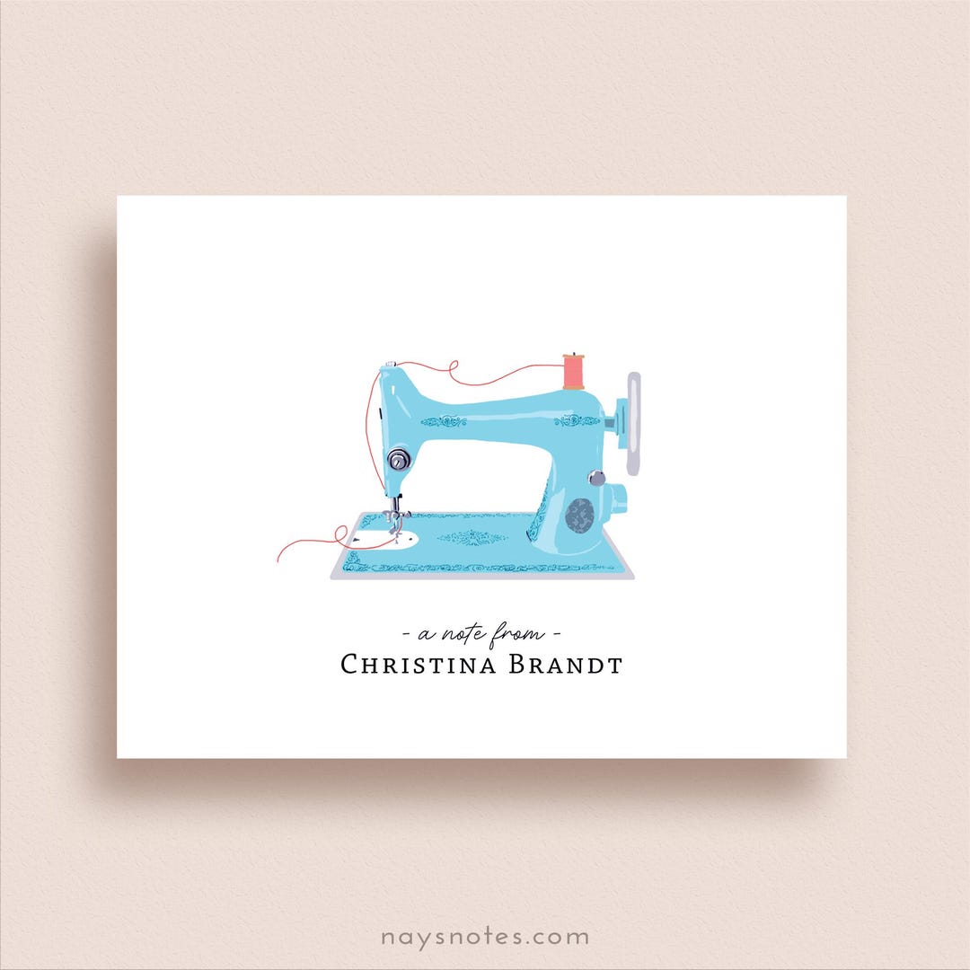 Sewing Machine Note Cards - Folded Note Card Set - Personalized Sewing ...