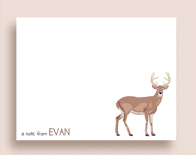 Deer Note Cards Stationery Set of 10 Cards in White or Light Ivory With ...