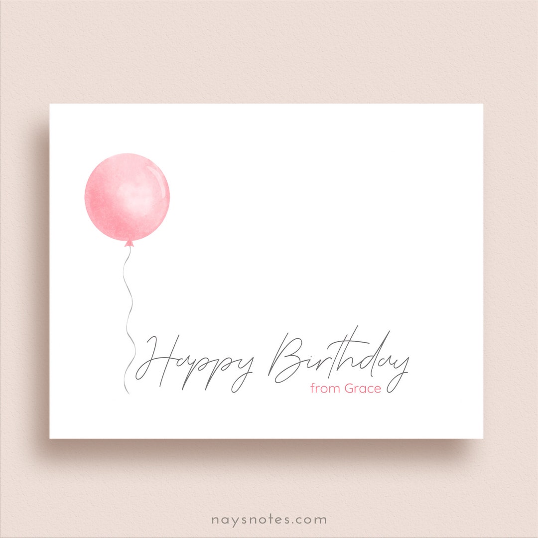 Happy Birthday Note Cards Folded Note Card Set Balloon Notes ...