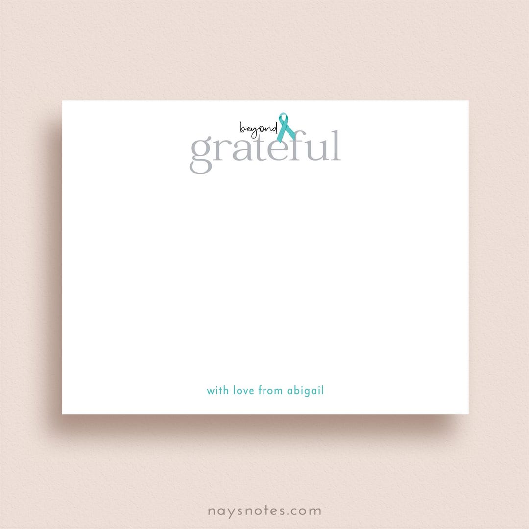Cancer Support Thank You - Personalized Note Cards - Any Color Ribbon ...