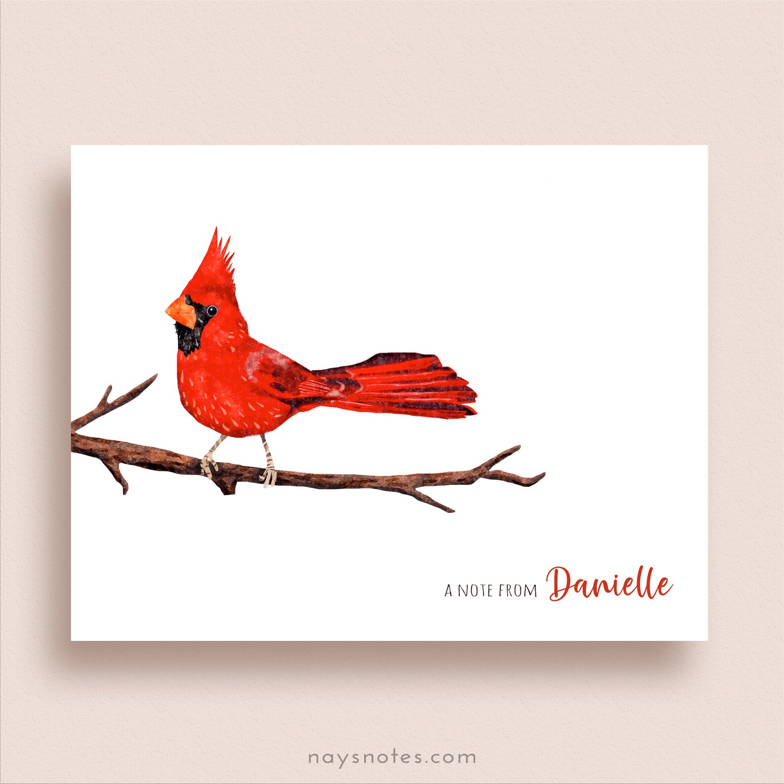 Cardinal Note Cards Folded Bird Note Cards Personalized - Etsy