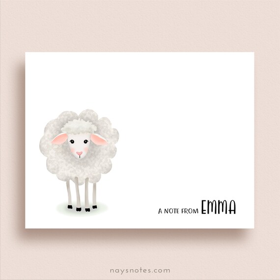 Sheep Note Cards Folded Lamb Note Cards Personalized Sheep | Etsy