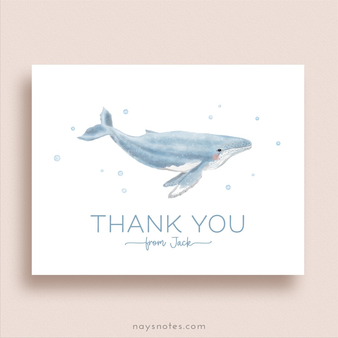Whale Note Cards - Folded Note Cards - Personalized Whale Stationery ...