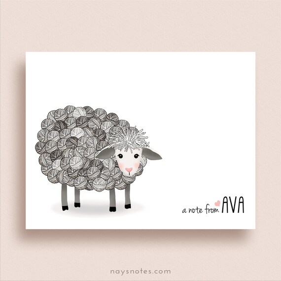 Knitting Sheep Note Cards Folded Knitting Thank You Notes - Etsy