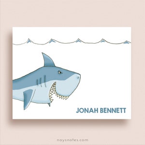 Shark Note Cards Folded Boy Note Cards Personalized Shark Stationery ...