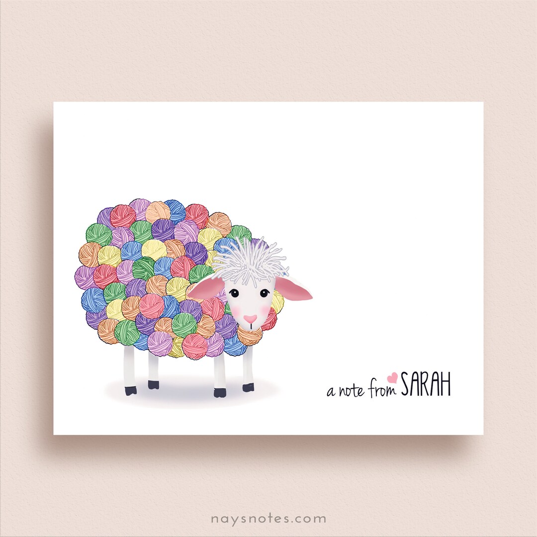 Knitting Sheep Note Cards Folded Knitting Notes Personalized Knitting ...