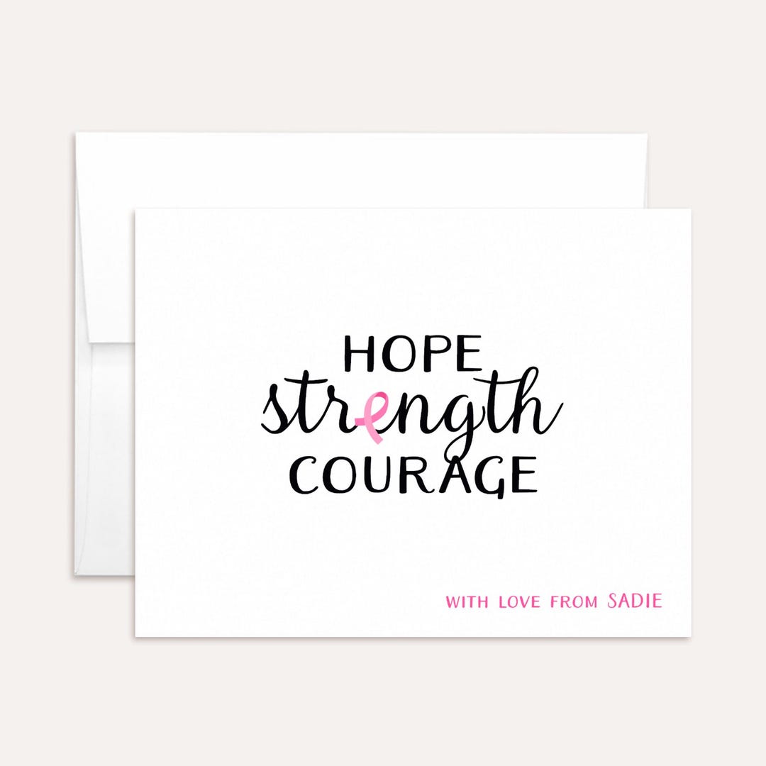 Cancer Support Thank You - Personalized Cancer Ribbon Note Cards - Any ...