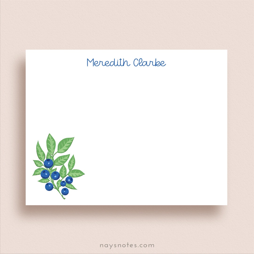 Blueberry Note Cards Berry Note Cards Flat Note Cards Personalized ...