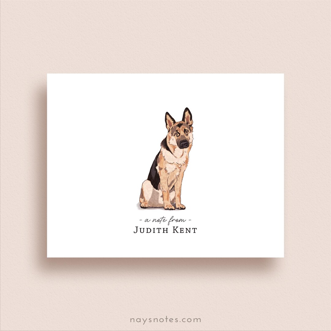 Personalized German Shepherd Stationery - Folded Note Card Set - Etsy
