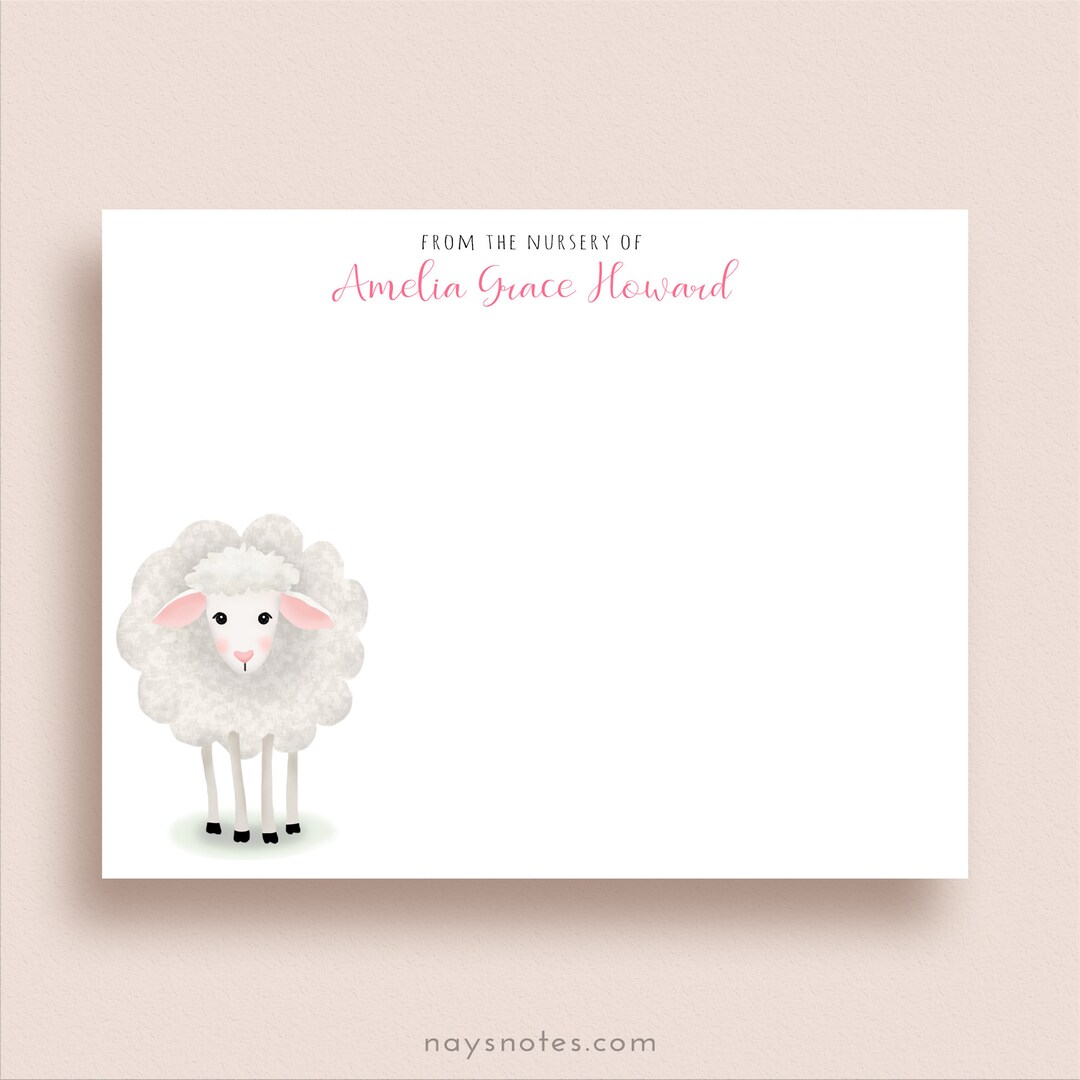 Lamb Note Cards Flat Note Cards Lamb Thank You Notes Lamb Baby ...