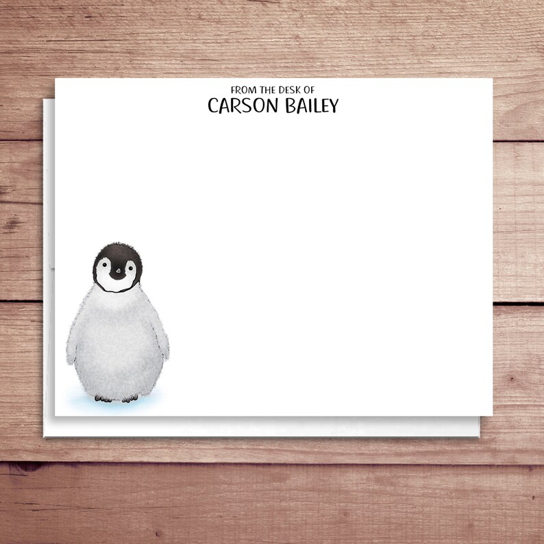 Penguin Note Cards Penguin Flat Note Cards Personalized | Etsy