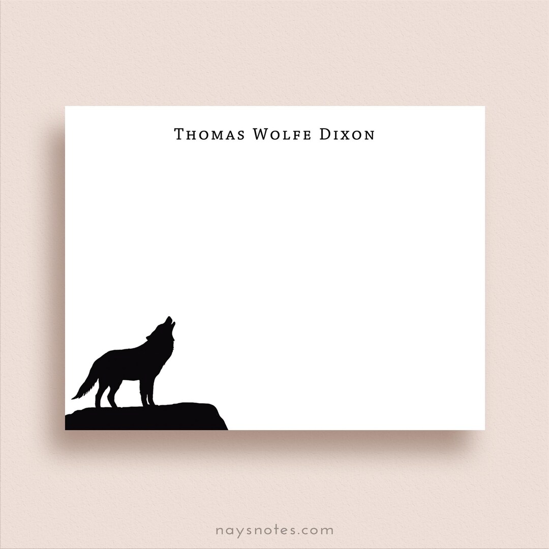 Personalized Wolf Stationery - Flat Note Card Set - Silhouette - Etsy