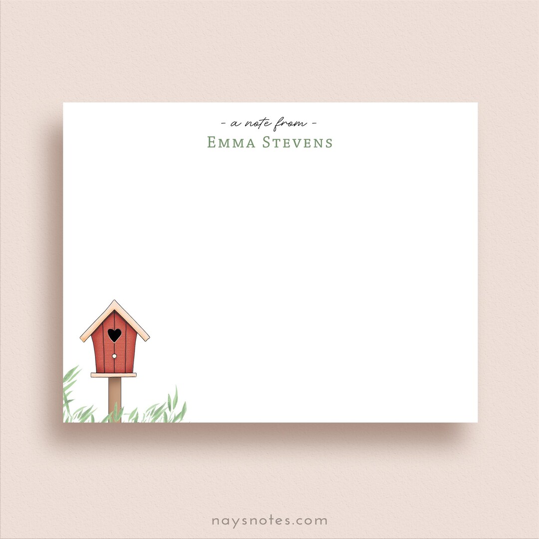 Birdhouse Note Cards - Flat Note Card Set - Personalized Birdhouse ...