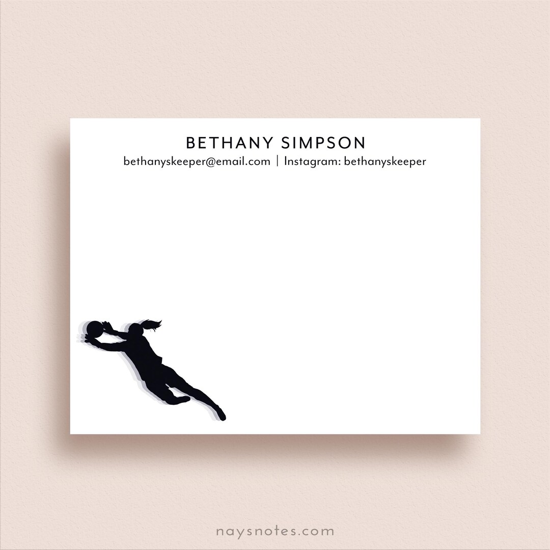 Soccer Note Cards - Flat Note Card Set - Personalized Soccer Goalie ...