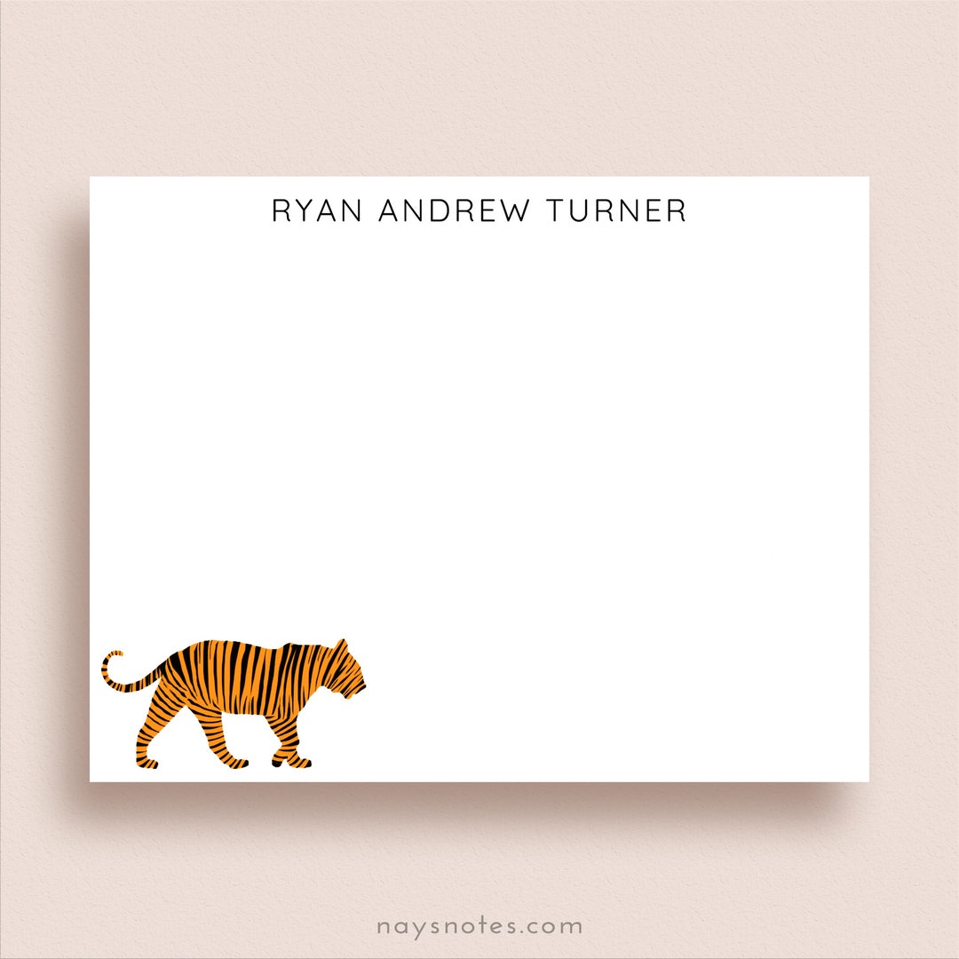 Tiger Note Cards Flat Note Cards Tiger Thank You Personalized Tiger ...