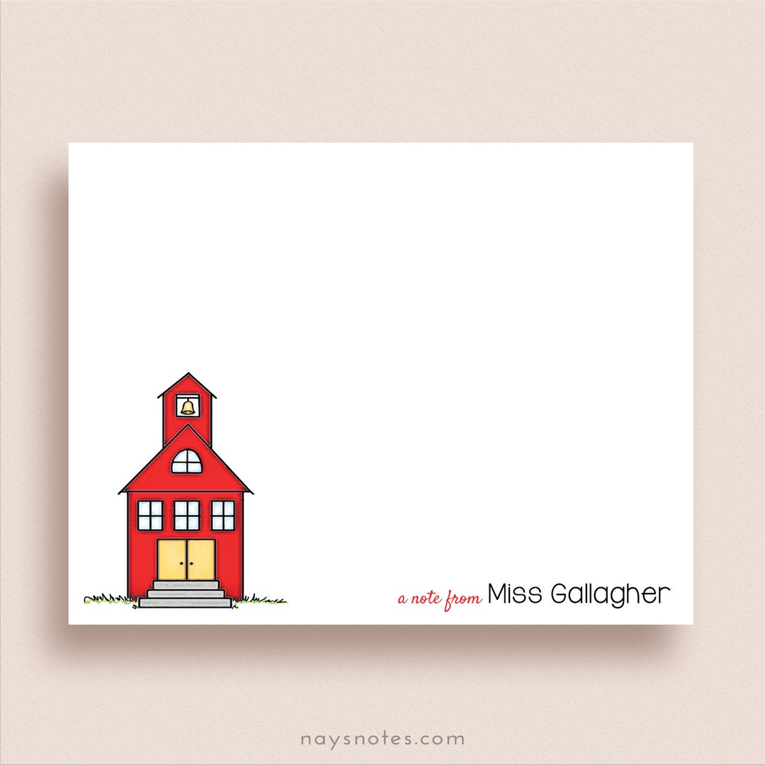 Flat Teacher Note Cards School House Note Cards Schoolhouse Note Cards ...