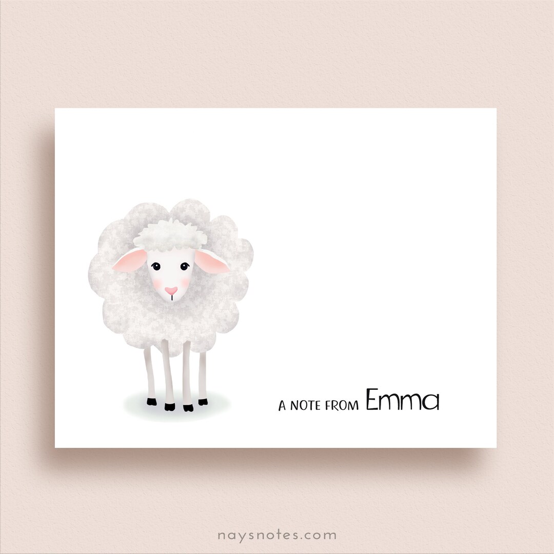 Sheep Note Cards - Folded Lamb Note Cards - Personalized Sheep ...