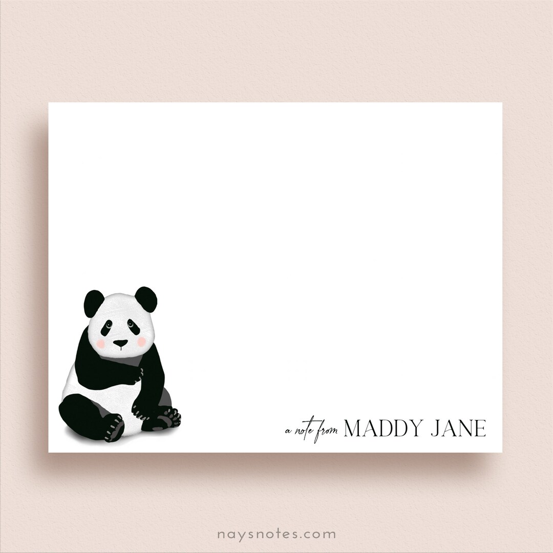 Panda Note Cards Flat Panda Note Cards Personalized Panda Stationery ...
