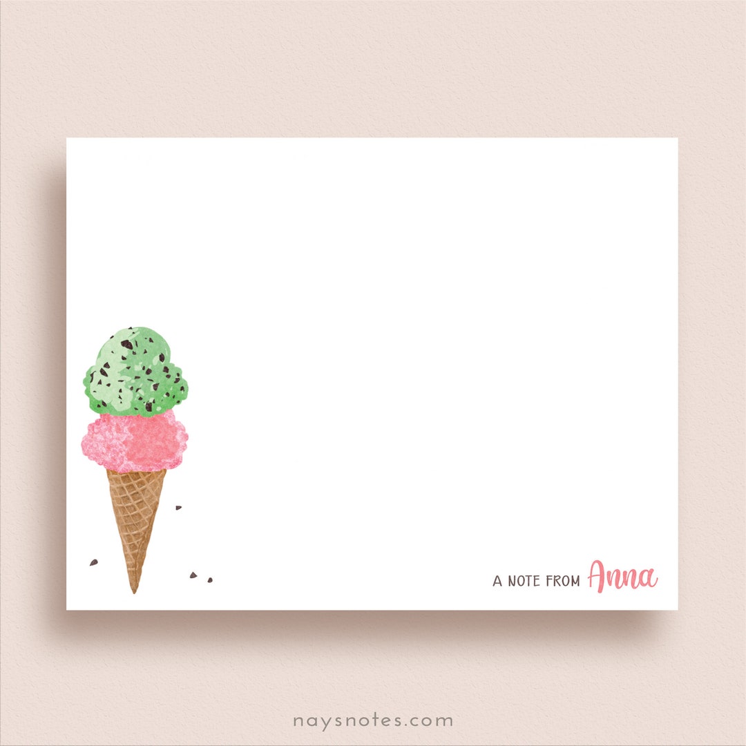 Ice Cream Note Cards Ice Cream Flat Notes Ice Cream Cone Thank You ...