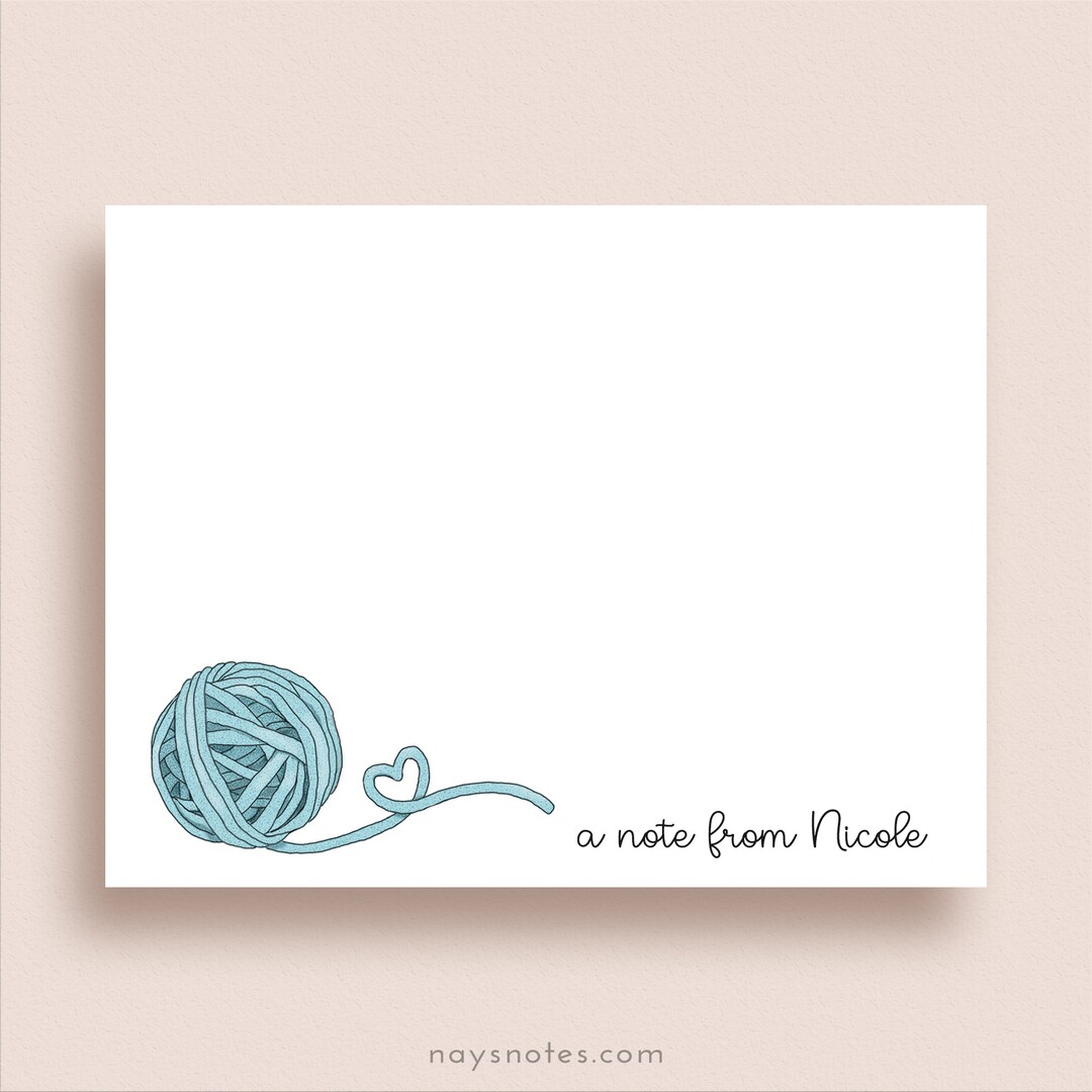 Knitting Note Cards Flat Note Cards Ball of Yarn Note Cards ...
