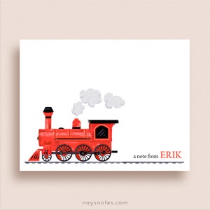 Train Note Cards Folded Note Cards Personalized Train Stationery Train ...