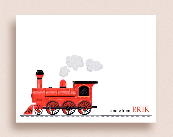 Train Note Cards Folded Note Cards Personalized Train Stationery Train ...