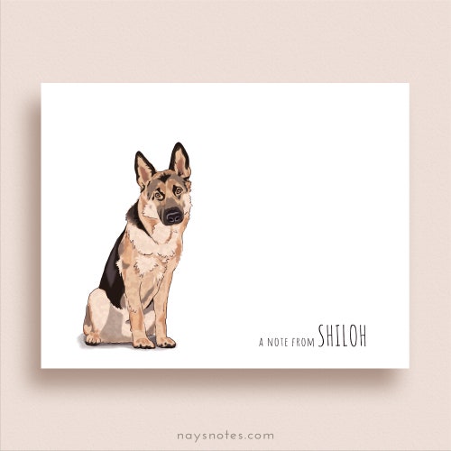 Paper German Shepherd Note Card~Blank Watercolor Dog Notecards~Canine ...