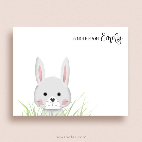 Bunny Note Cards Folded Bunny Note Cards Personalized | Etsy