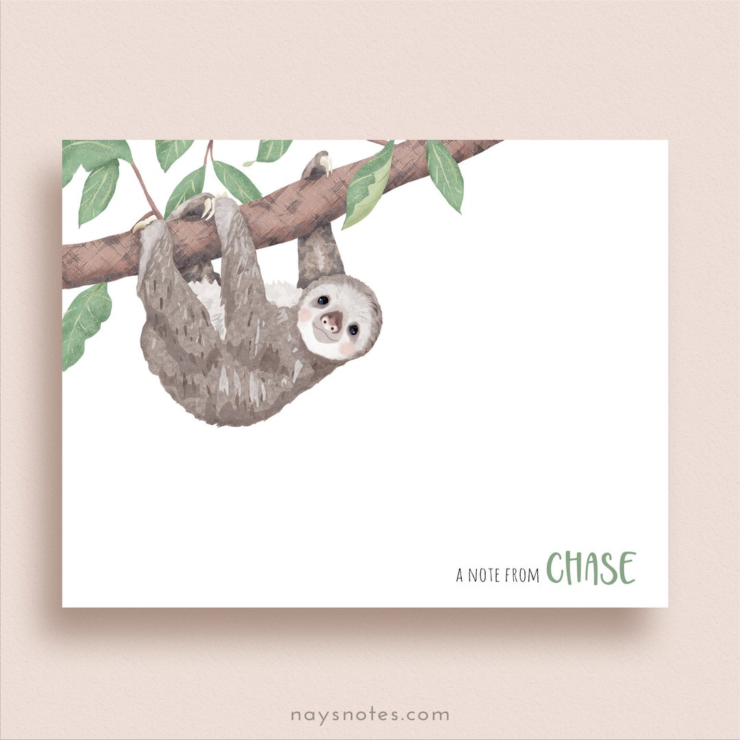 Sloth Note Cards Sloth Folded Note Cards Personalized - Etsy