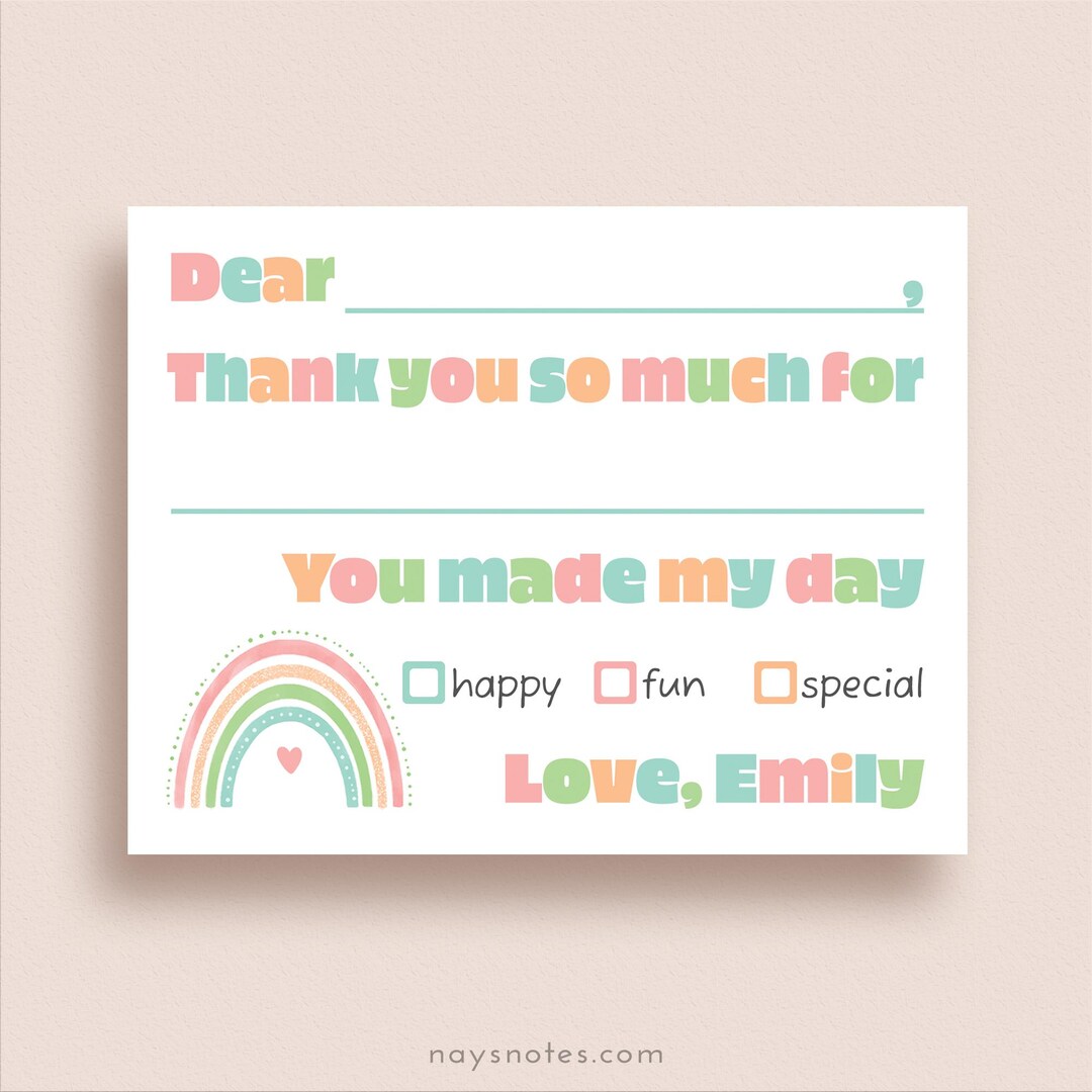 Rainbow Fill-in Thank You Notes - Flat Note Card Set - Boho Rainbow ...