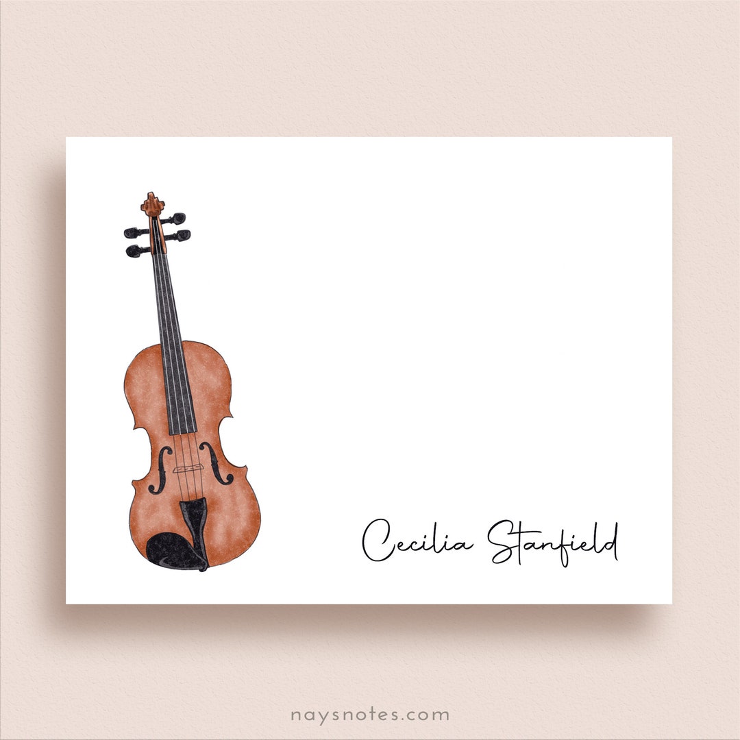 Fiddle Note Cards Violin Folded Note Cards Personalized Music ...