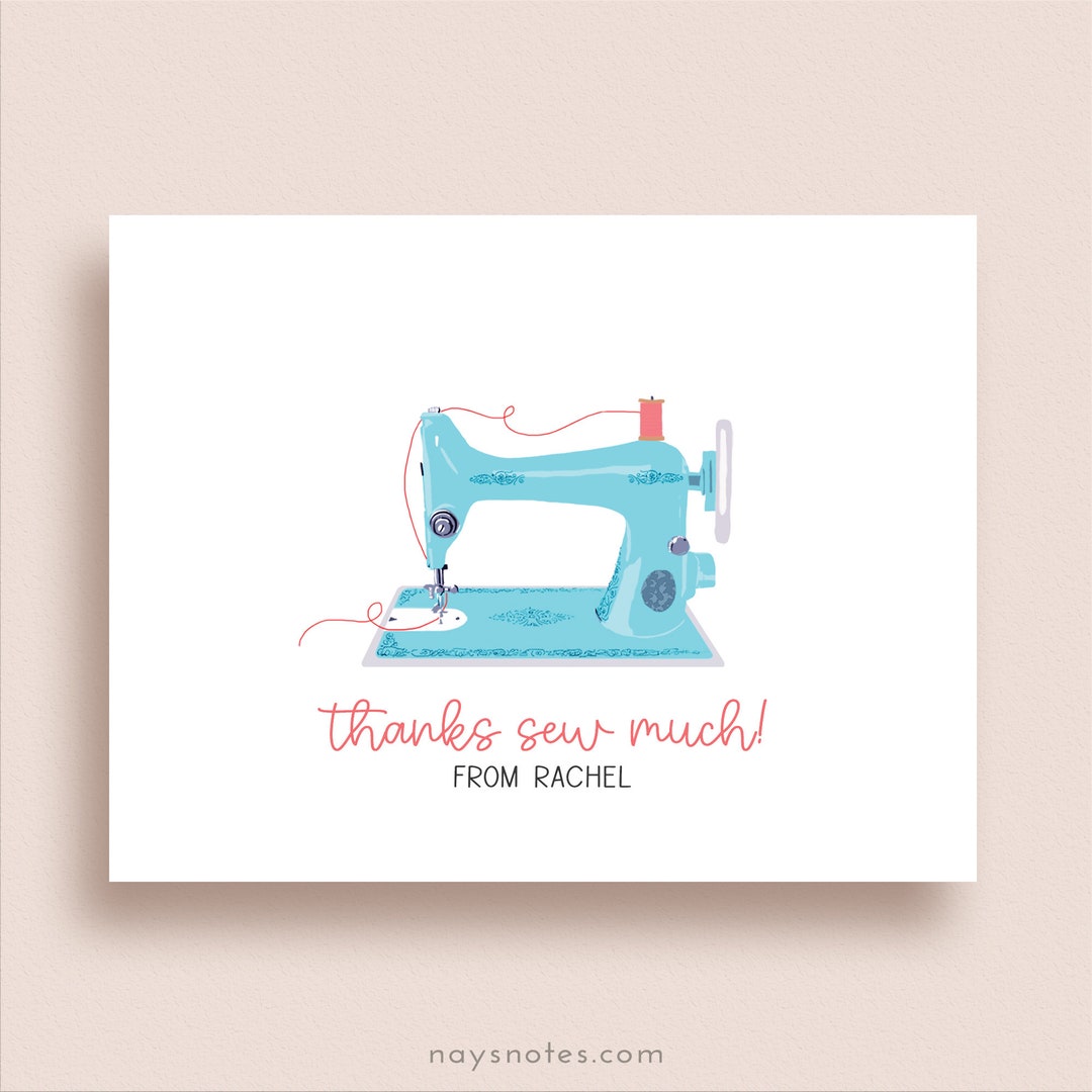 Sewing Machine Note Cards Folded Note Cards Personalized Sewing ...