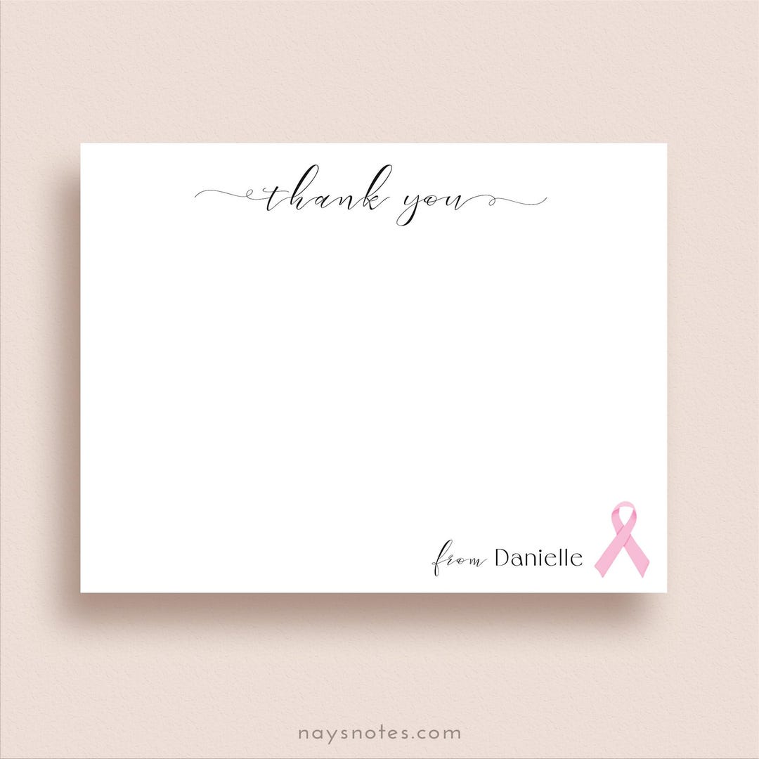 Cancer Ribbon Note Cards - Chemo Thank You Cards - Flat Notes - Hope ...