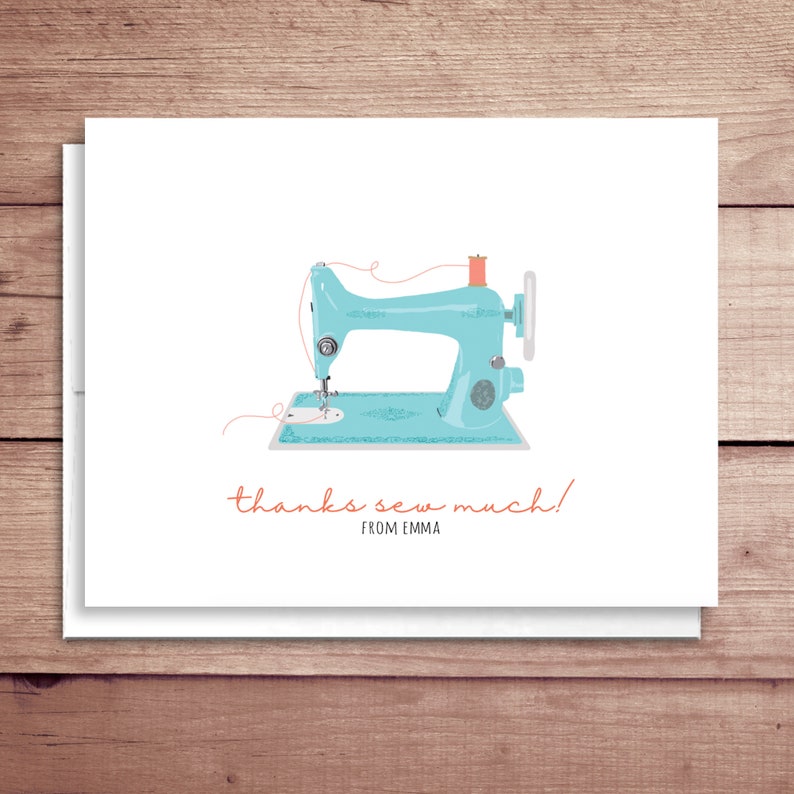 Sewing Machine Note Cards Folded Note Cards Personalized | Etsy