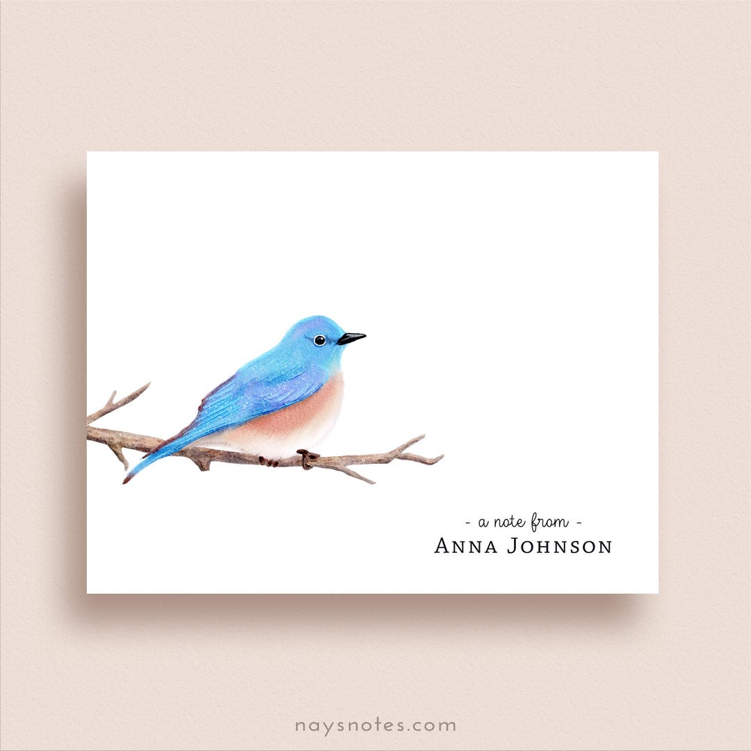 Bluebird Note Cards - Folded Note Card Set - Personalized Bluebird ...