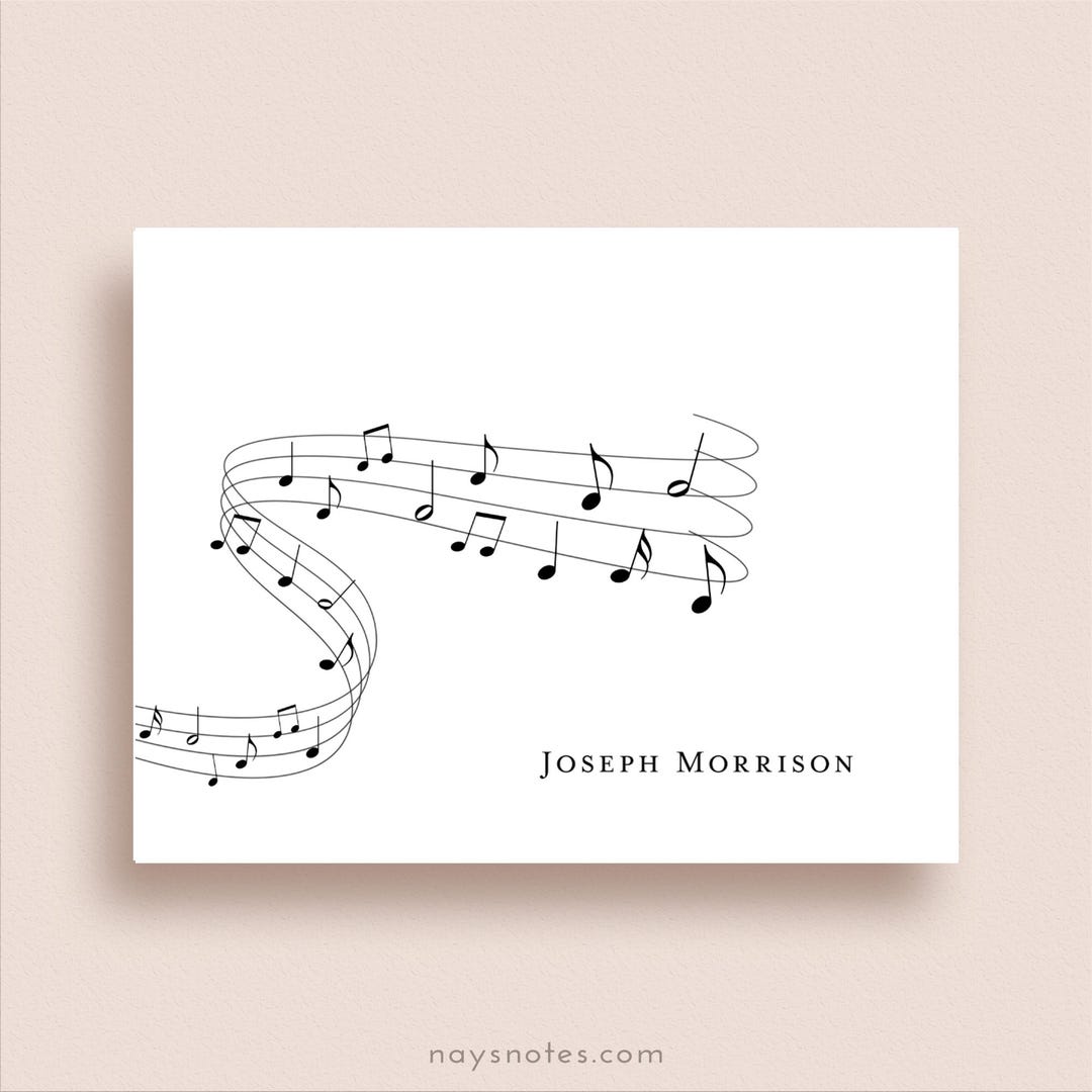 Personalized Music Notes Stationery - Music Staff Note Cards - Folded ...