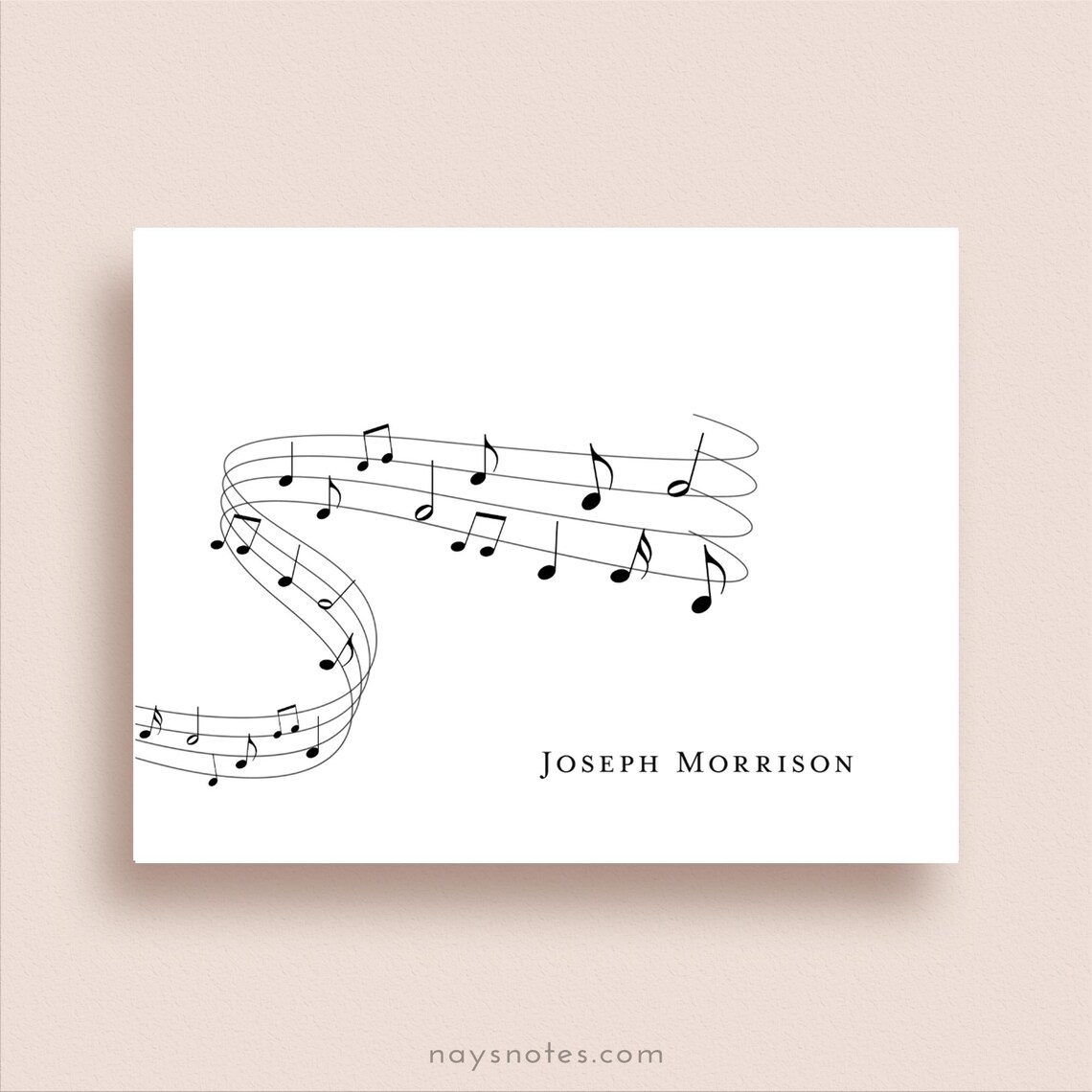 Personalized Music Notes Stationery - Music Staff Note Cards - Folded ...